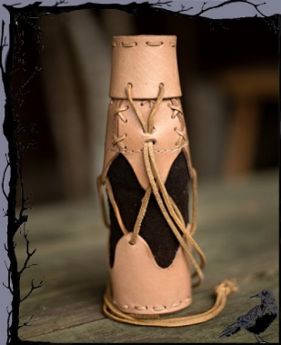Mittelalter Larp geschnürter Leder Flaschenhalter mit 500ml Flasche ...